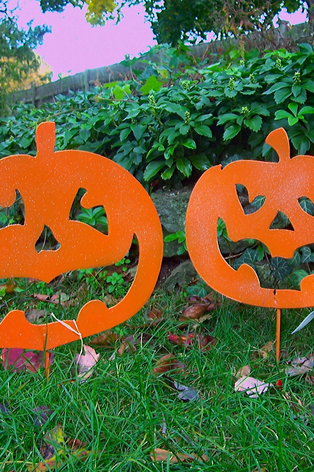 Jack O Lantern Pumpkin Garden Stake or Wall Hanging (option) Outdoor H ...